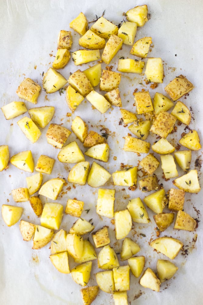 Garlic Butter Roasted Potatoes (V+GF) - Jessica in the Kitchen