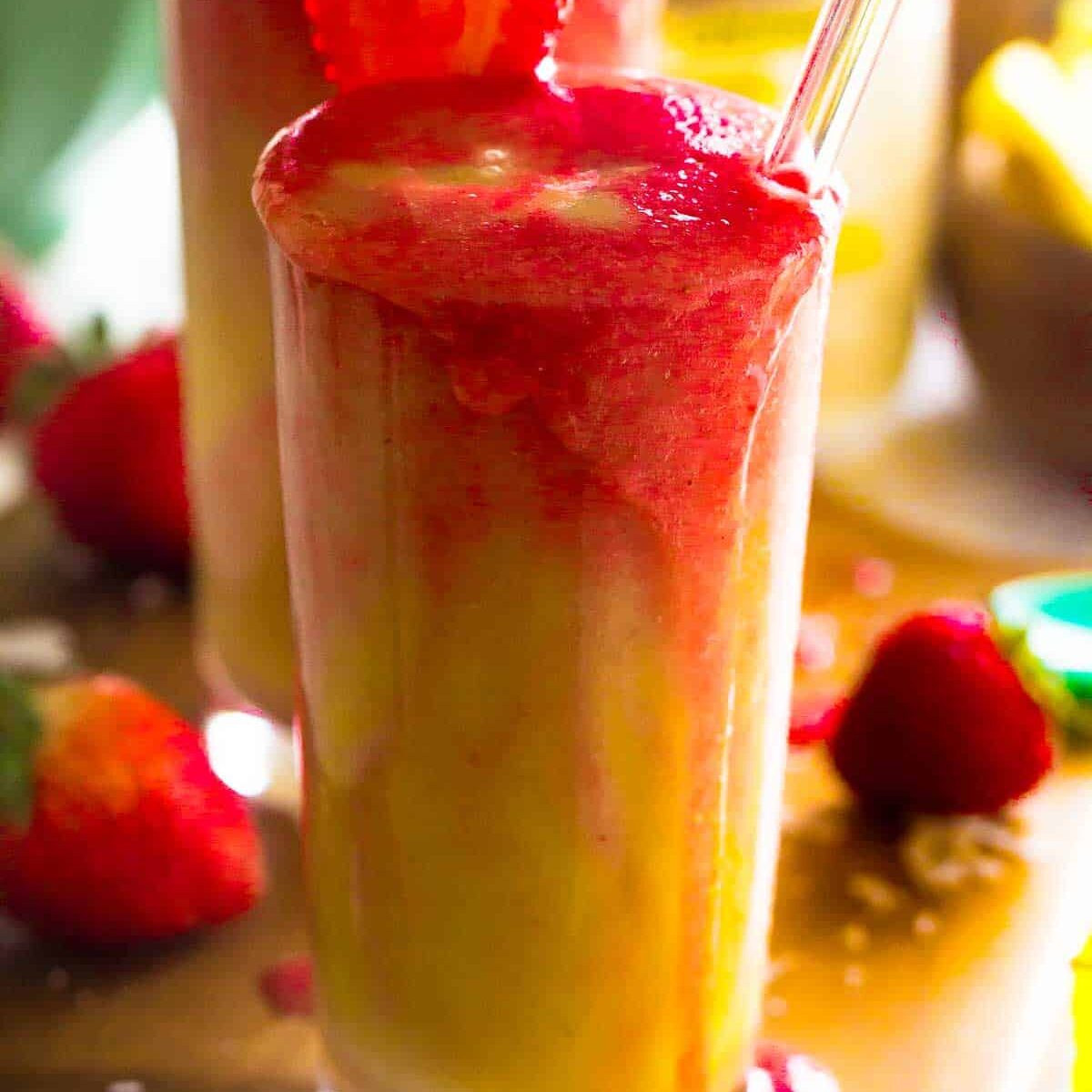 Strawberry Pineapple Lava Flow Smoothie | Jessica in the Kitchen