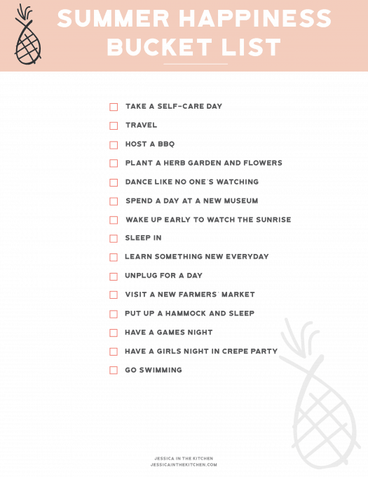 Out of the Kitchen: Summer Happiness Bucket List - Jessica in the Kitchen