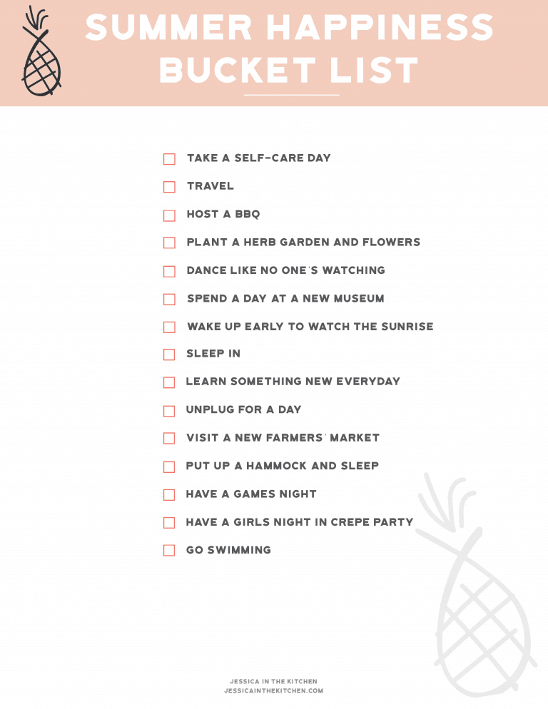 Out of the Kitchen: Summer Happiness Bucket List - Jessica in the Kitchen