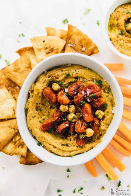 Spicy Roasted Red Pepper Hummus - Jessica in the Kitchen