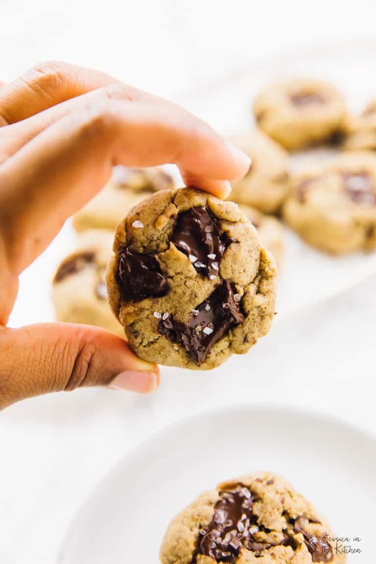 Salted Chocolate Chip Tahini Cookies - Jessica in the Kitchen
