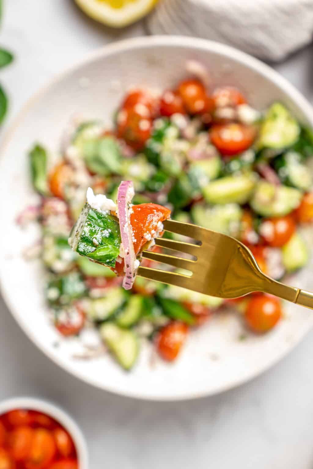 Easy Vegan Cucumber and Tomato Salad | Jessica in the Kitchen